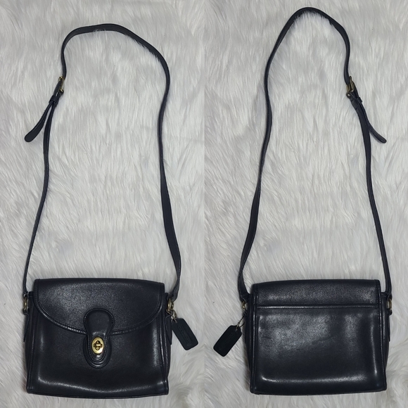 Coach | Bags | Vintage Coach Devon Black Leather Messenger Crossbody ...